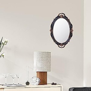 Funerom Vintage 14.5 x 10 inch Decorative Mirror Tray, Makeup Organizer, Jewelry Organizer, Serving Tray (Vintage Gold)