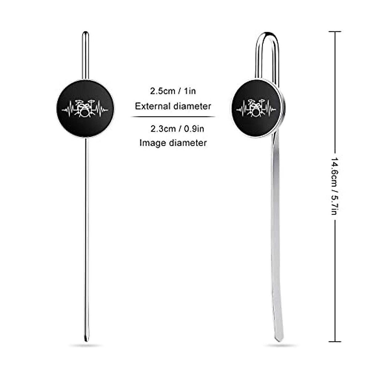 Drums Heartbeat Metal Bookmark Vintage Silver Book Marker Clip Unique Christmas Teacher Birthday Gifts 1"