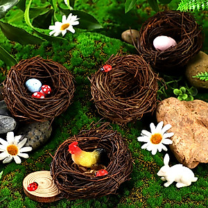12 Pcs Artificial Bird Nest Easter Handmade Natural Rattan Bird Nests for Easter Garden Yard Home Crafts Party Wedding Patio Succulent Planter DIY Terrarium Moss Landscape (2.36 Inch)