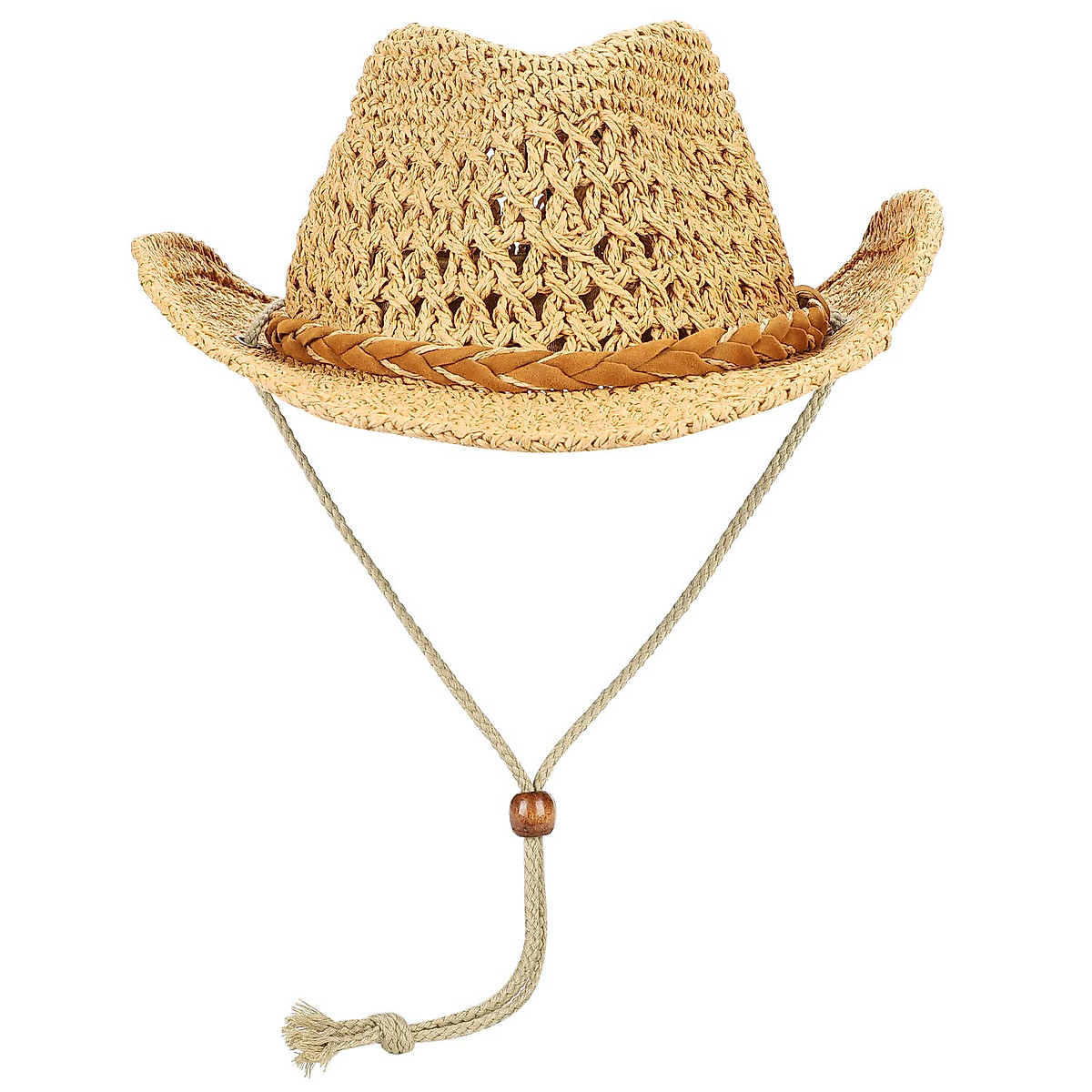 Straw Cowboy Sun Hat for Women/Kid Shapeable Western Style Country UPF 50+ Cap