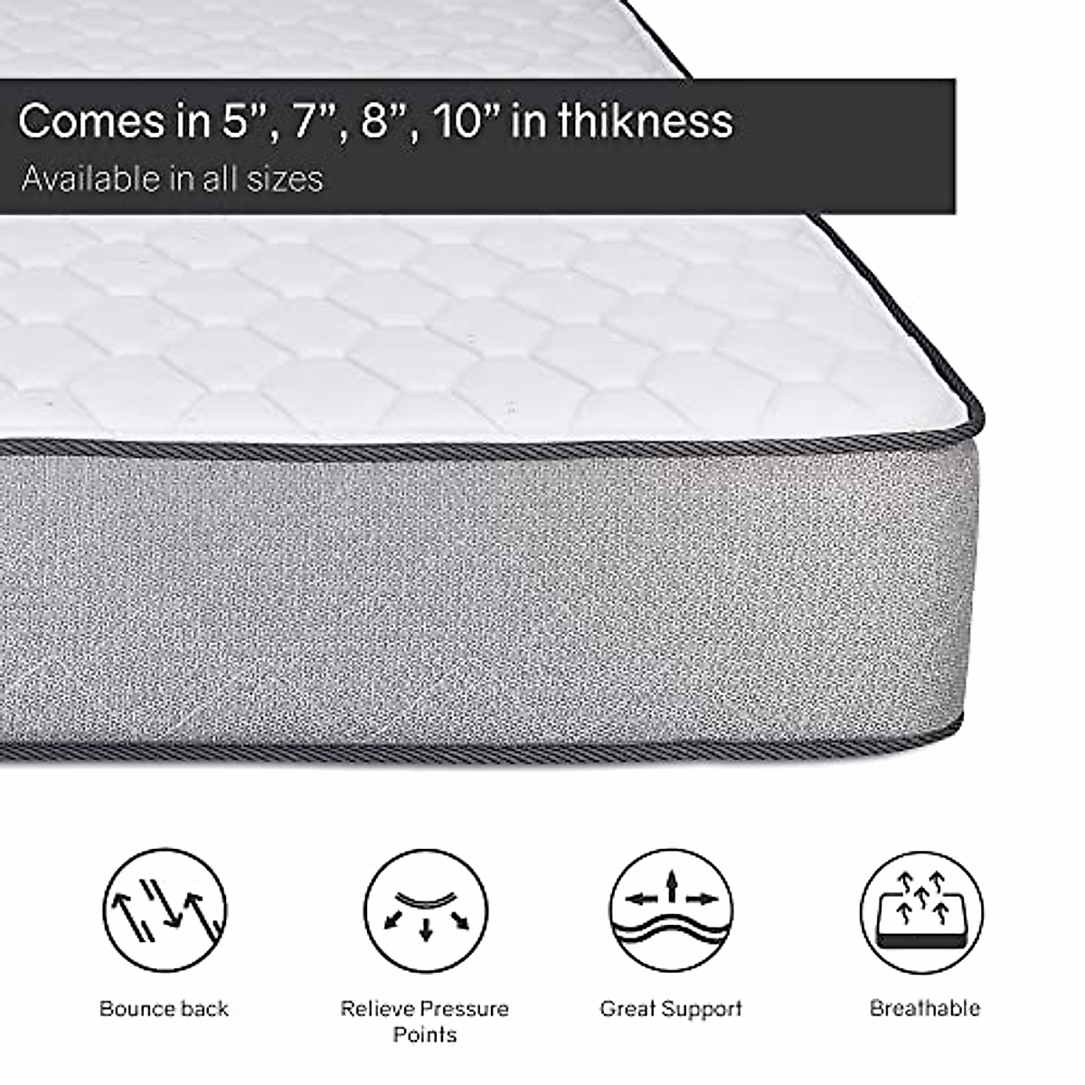 Mayton, 10-Inch Medium Firm High Density Foam Mattress, Comfortable Mattress for Cooler Sleep, Supportive & Pressure Relief, Full XL