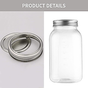 Novelinks 32 OZ Clear Plastic Mason Jars With Airtight Lids - Jars for Kitchen & Household Storage (6 Pack, Silver)