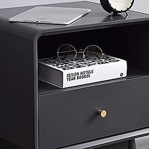 ZHAOLEI All Solid Wood Bedside Table Bedroom Nordic Home Wood Simple Bedside Storage Cabinet Gray