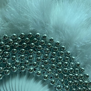 Custom Wedding Feather Hand Fan with Silver Pears Luxury Dance Fan DIY Bride Hand Held Photo Props Wedding Party Favor