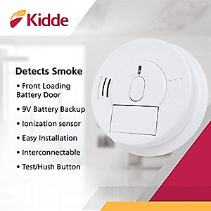 Kidde Heat Detector, Hardwired with Battery Backup & 2 LEDs, Interconnectable & Smoke Detector, Hardwired Smoke Alarm with Battery Backup, Front-Load Battery Door, Test-Silence Button, White
