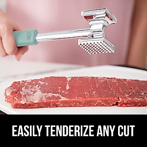 Gorilla Grip Silicone Oven Mitts Set and Meat Tenderizer, Both in Mint Color, Oven Mitts are Heat Resistant, Meat Tenderizer has Smooth and Textured Side, 2 Item Bundle
