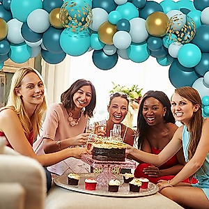 Teal Balloons Garland Arch Kit, 148Pcs Dark Teal Tiffany Blue Turquoise Metallic Gold Balloon with 12Pcs Gold Butterfly Stickers for Birthday Baby Bridal Shower Wedding Party Backdrop Decorations