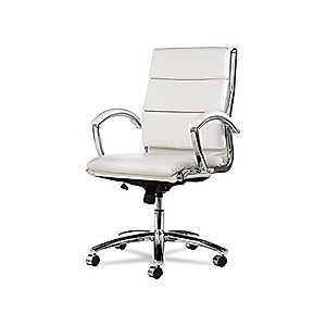 Alera ALENR4206 Neratoli Series Mid-Back Slim Faux Leather Chair - White/Chrome