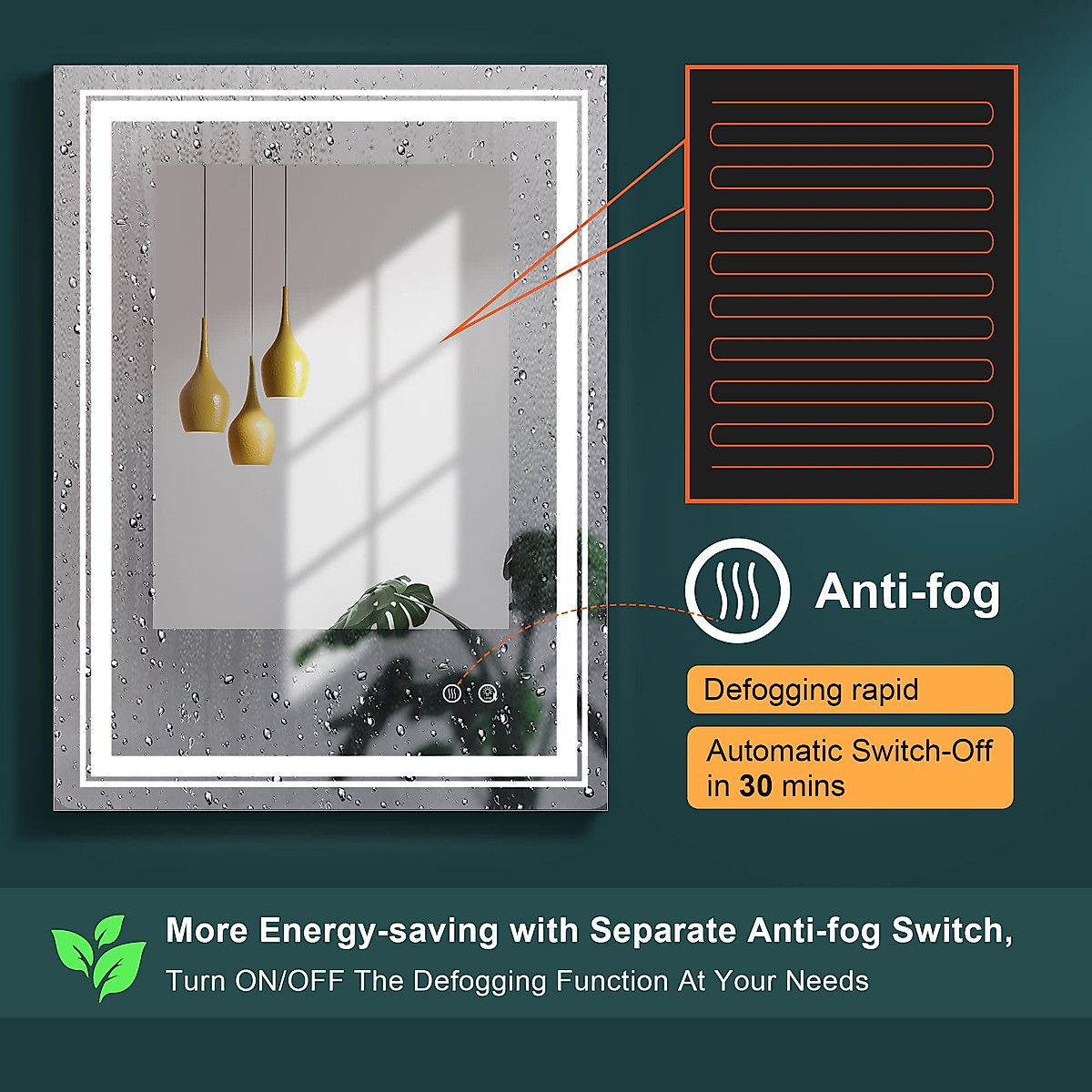 FRALIMK LED Bathroom Vanity Mirror 20x28 Inch Lighted Bathroom Wall Mirror, Dimmable Lights (3 Modes), Anti-Fog, Horizontal, Vertical