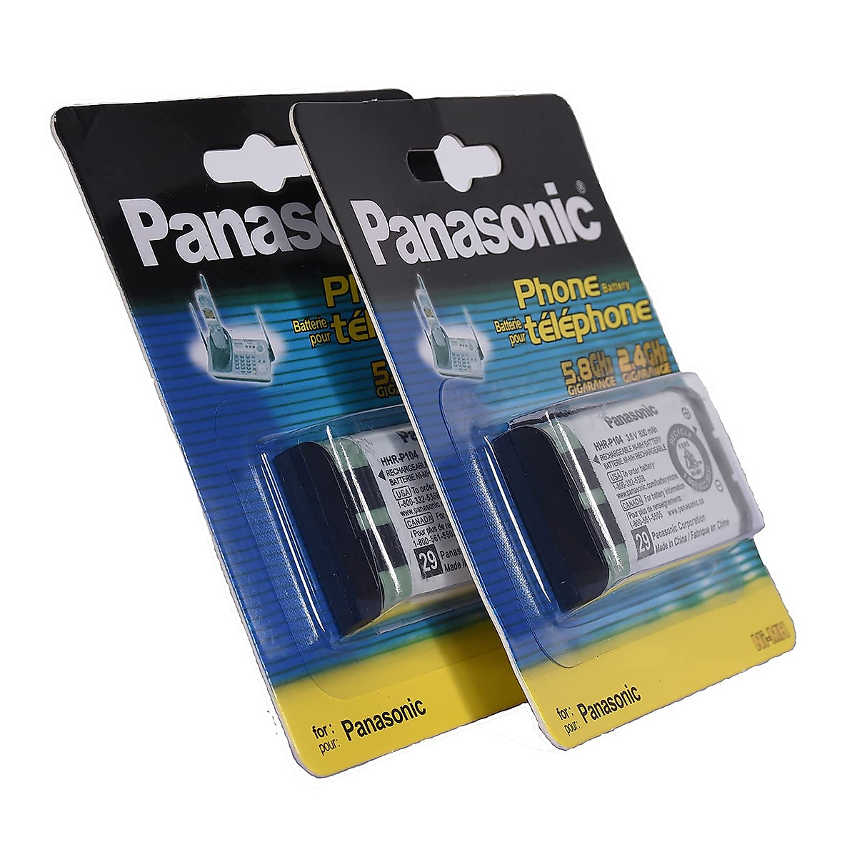 ZU-BATTERY 2 Pack 3.6V 830mAh NIMH AAA Cordless Phone Battery for Panasonic HHR-P104 Replacement Battery