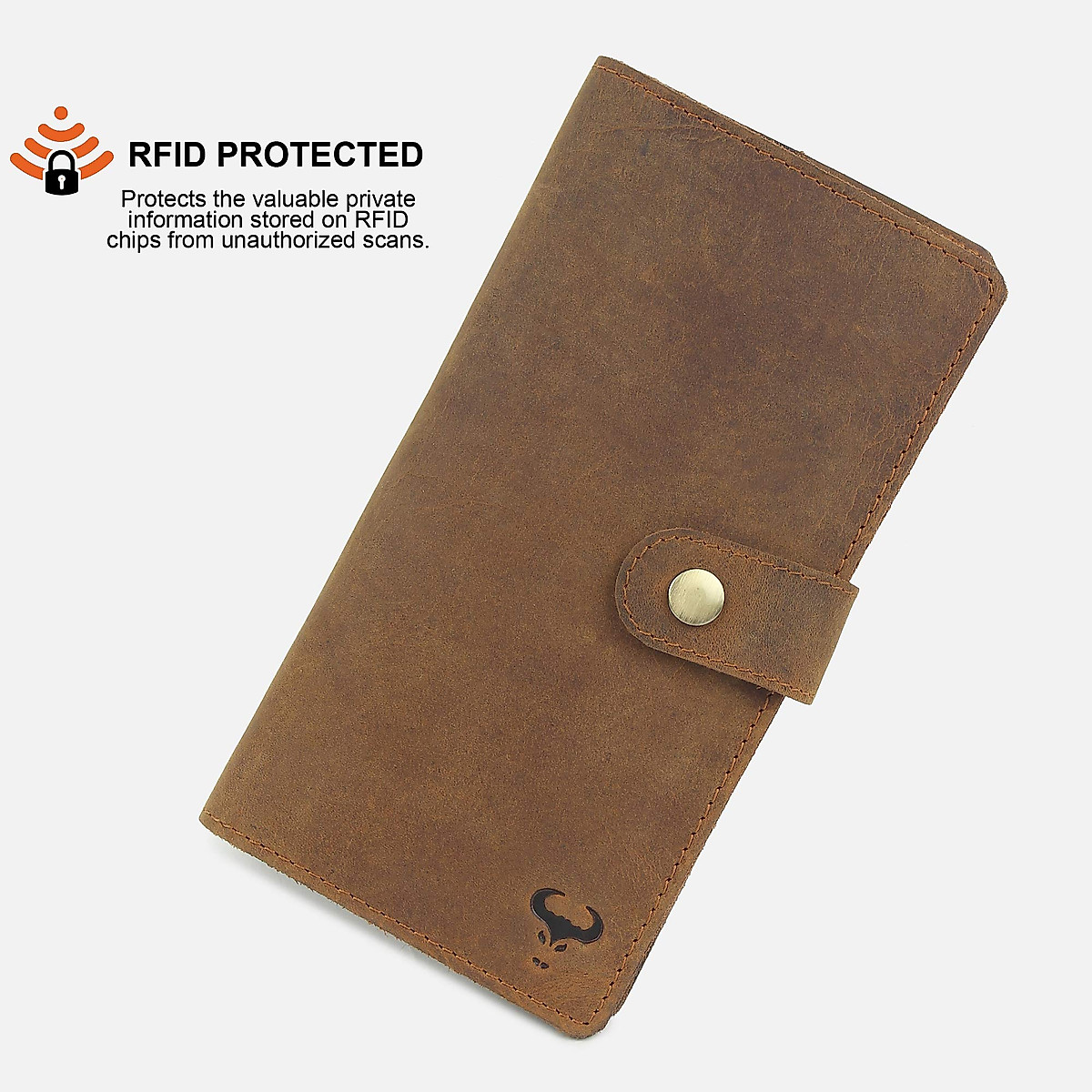 ALPHAHIDE Genuine Leather Wallet for Women - RFID Blocking Ladies Clutch - Ladies Phone Wallet - Raw Leather Purse - Zipper Pocket - Gift Boxed (Tan)