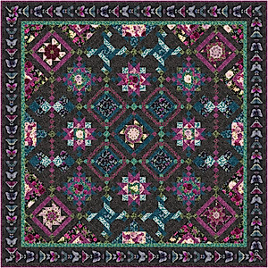Wilmington Prints Midnight Garden Large Floral Allover, Fabric by The Yard (Black)