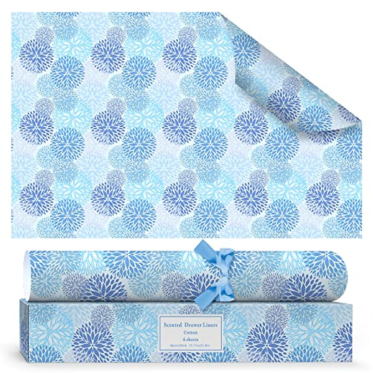 Cotton Scented Drawer Shelf Liners - Scent-hi 6 Sheets Fragrant Drawer Paper Liners for Dresser, Shelf, Cabinet, Dresser, Closet, Shoe Chest, Vanity, Scented Gift Set