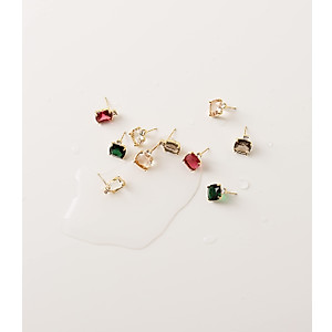 M.DUN - Cushion Cut Cubic Zirconia Crystal Stud Earrings For Women 925 Stering Silver Post 18K Gold Plated (emerald)