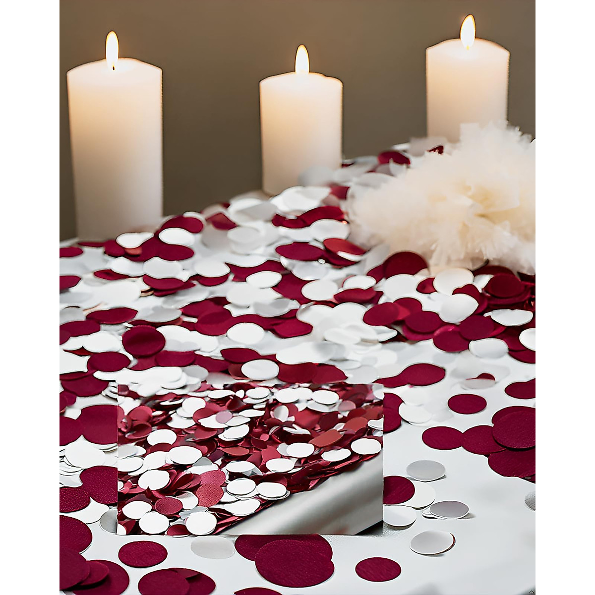Maroon Confetti/Maroon Graduation Decorations/Burgundy Silver Table Decorations/Burgundy Silver Confetti/Maroon Engagement/Burgundy Silver Birthday Decorations Weddings