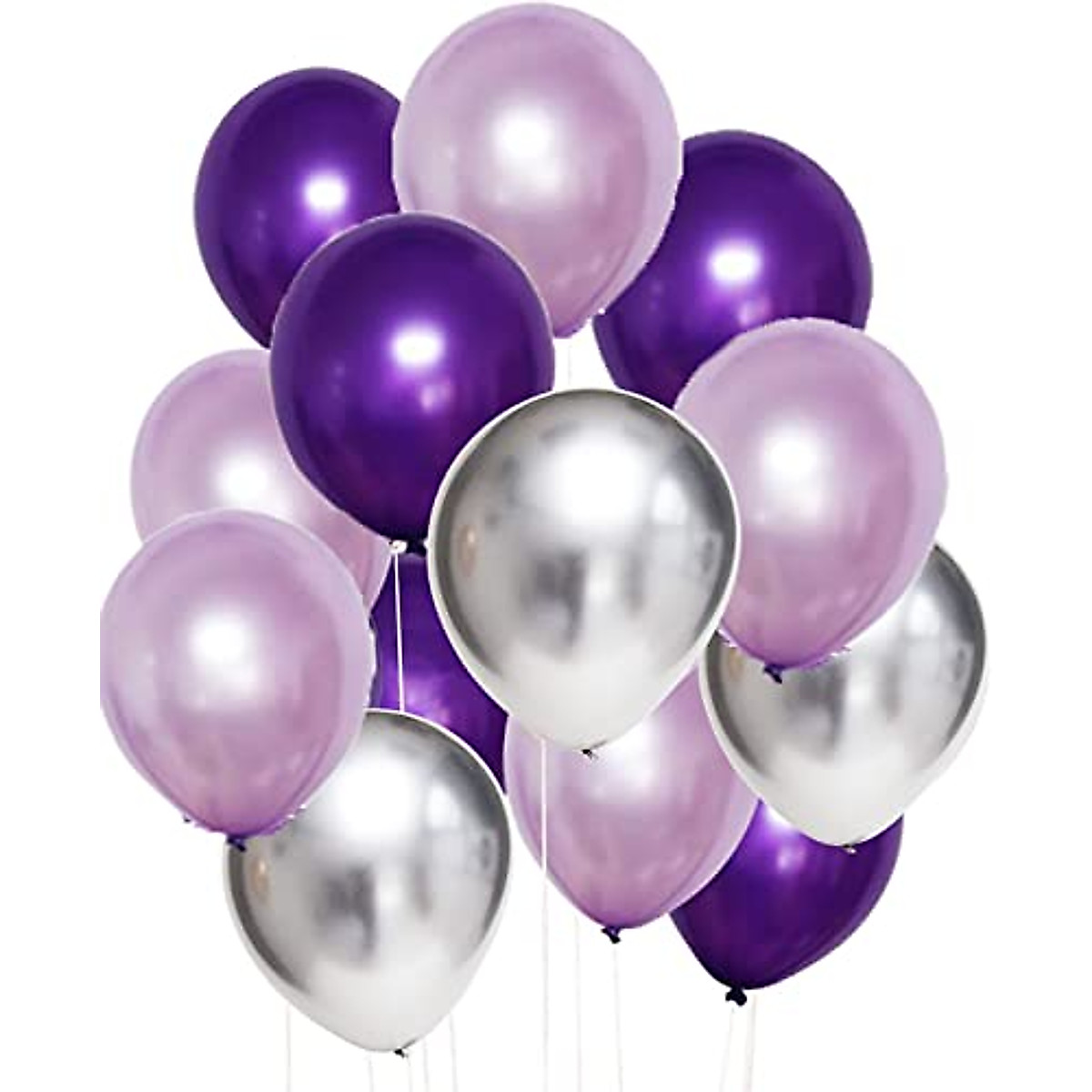 Purple Silver Birthday Decorations for Women Purple Silver Happy Birthday Balloons Latex Balloons Polka Dot Paper Fans/ Women's 30th/40th/50th/60th Birthday/Purple Birthday Decorations