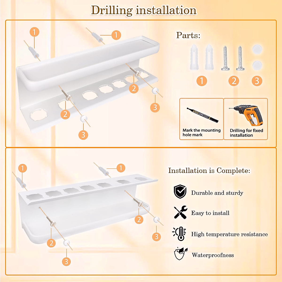 Yimerlen Airwrap Storage Holder Compatible with Dyson Airwrap Curling Iron Wall Mounted Storage Rack Holder for Home Organizer (with Comb) White