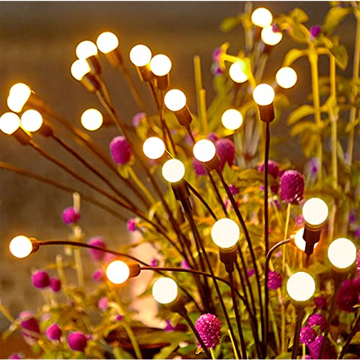 Elitecran Solar Garden Lights, 1 Pack 8 LED Solar Firefly Lights, IP65 Solar Landscape Light, Swaying Decorative Lights for Garden Yard Patio Path for Halloween Christmas (Warm Light, 1 Pack)