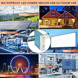 DynMach MDR-10-24 DIN Rail Mounted Power Supply - Input: 85-264VAC; Output: 12VDC, 0.42A, 10W; High Efficiency and Stability, Engineered for Small Scale Industrial Applications