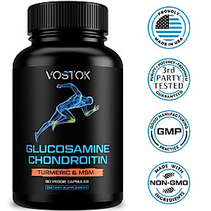 Glucosamine Chondroitin with Turmeric MSM Boswellia - Natural Joint Supplement for Men and Women - Supports Healthy Joint Structure, Function & Comfort - Non-GMO and Gluten Free - 90 Capsules