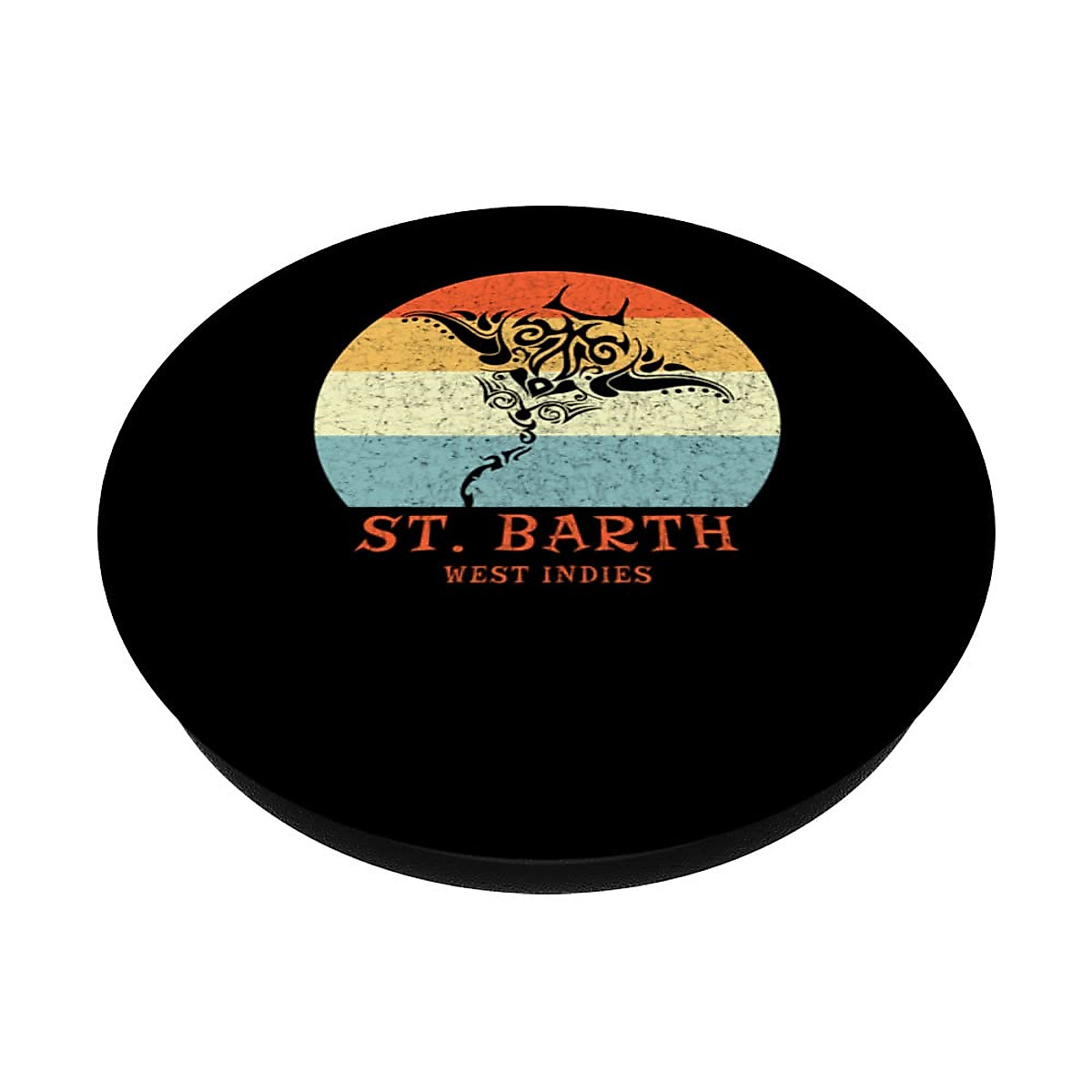 St. Barth, West Indies Vintage Tribal Manta Ray Vacation PopSockets Swappable PopGrip