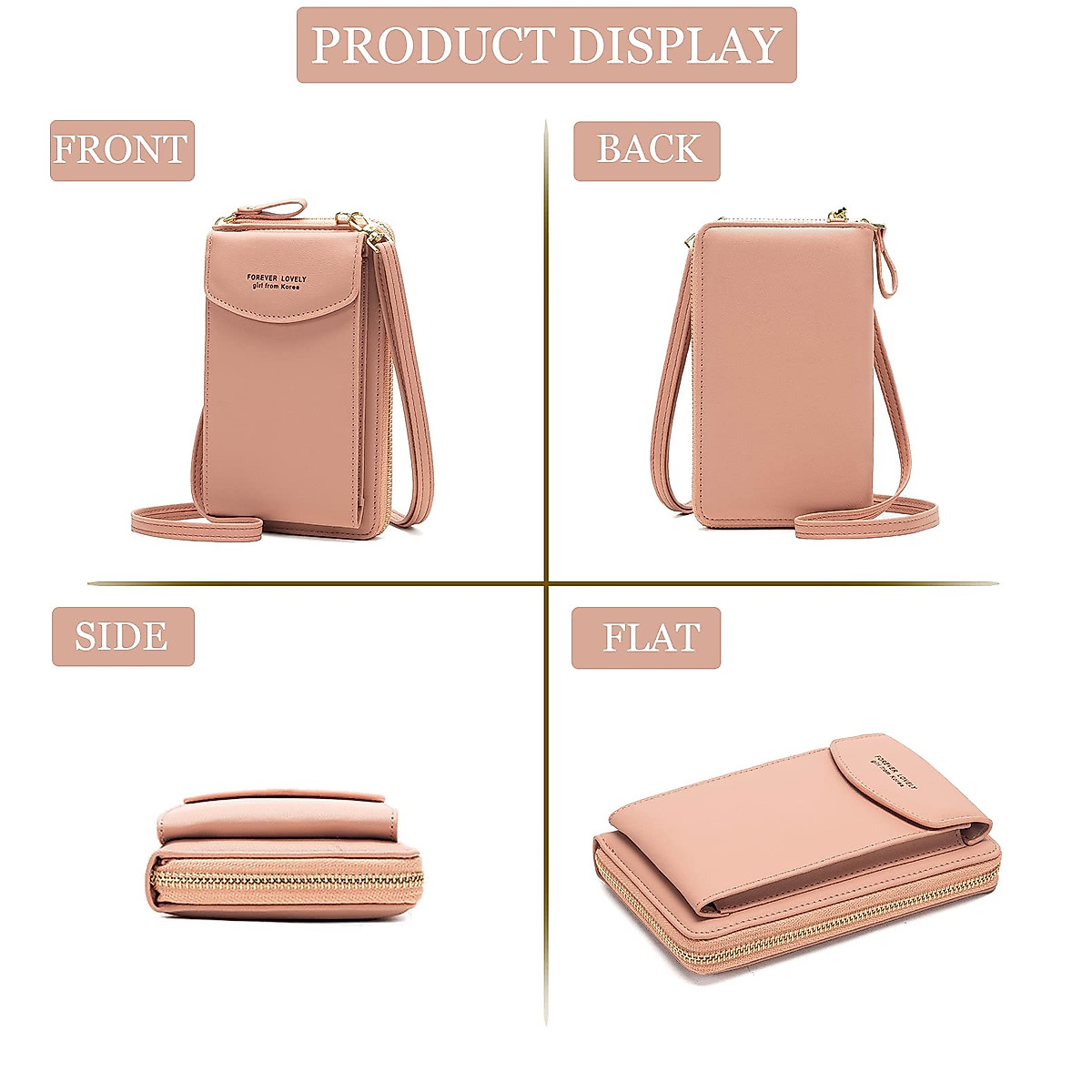 PAHVRION Small Crossbody Cell Phone Purse，Shoulder Bag with Strap for Women Cell Phone Purse Wallet with Credit Card Slots，Blue