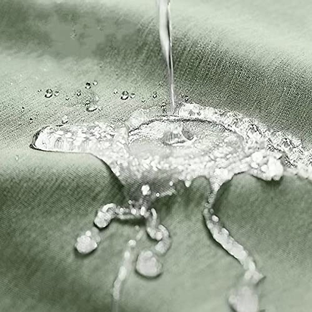 No Hooks Faux Linen Shower Curtain,Waterproof Fabric Shower Curtain Set,Hotel Grade,Heavy Duty,Machine Washable,70W x 78H (Green)