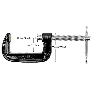 MUKCHAP 10 PCS 2 Inch C-clamp, Small C Clamps, Mini G Clamps for Woodworking or Metal Workpiece, Black