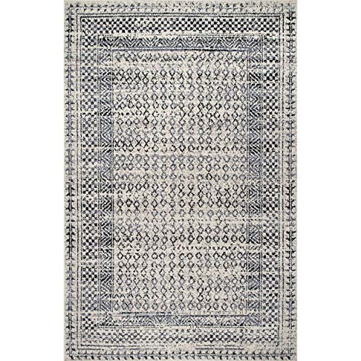 nuLOOM Elodie Distressed Diamonds Area Rug, 6' x 9', Light Grey