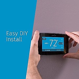 Sensi Touch Smart Thermostat by Emerson with Touchscreen Color Display, Programmable, Wi-Fi, Mobile App, Easy DIY, Data Privacy, Works with Alexa, Energy Star Certified, ST75 - Black, C-Wire Required