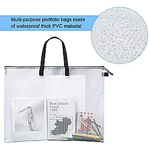 Outus Art Portfolio Bag Poster Storage Bag Board Holder with Handle and Zipper 19 x 24 Inch Organizer Transparent Bag for Large Posters, Poster Board, Painting, Bulletin Boards (1 Piece)
