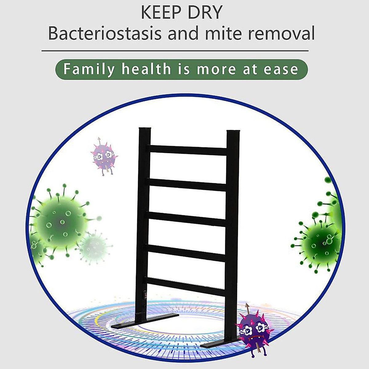 TVBNHU Black Electric Heating Towel Rack, Freestanding Towel Warmer with 5 Heated Bars, 120W Mute Constant Temperature Heated Towel Rail Radiator, Aluminum, 800X500x110mm