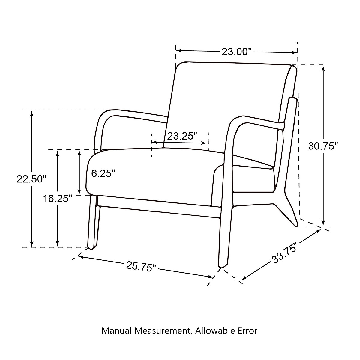 Glitzhome 2 Set Mid Century Coffee Accent Armchair, Single Reading Armchair PU Leather Lounge Chair with Walnut Ruberwood Frame