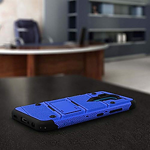 ZIZO Bolt Series LG K40 Case | Military-Grade Drop Protection w/ Kickstand Bundle Includes Belt Clip Holster LG Harmony 3 Blue