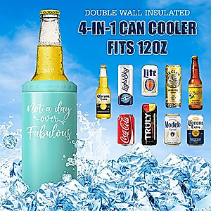 SANDJEST Not a Day Over Fabulous Tumbler Can Cooler 12oz - Inspirational Motivation 4-in-1 Design Tumblers Cans Coozie Travel Mug Cup Birthday, Mothers Day Gifts For Women, Friends, Besties, Sisters