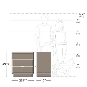 Prepac Simply Modern Nightstand Bedside Table, Natural Oak Nightstand for Bedroom, End Table with 2 Drawers and Open Shelf 23.75" W x 26.75" H x 16" D