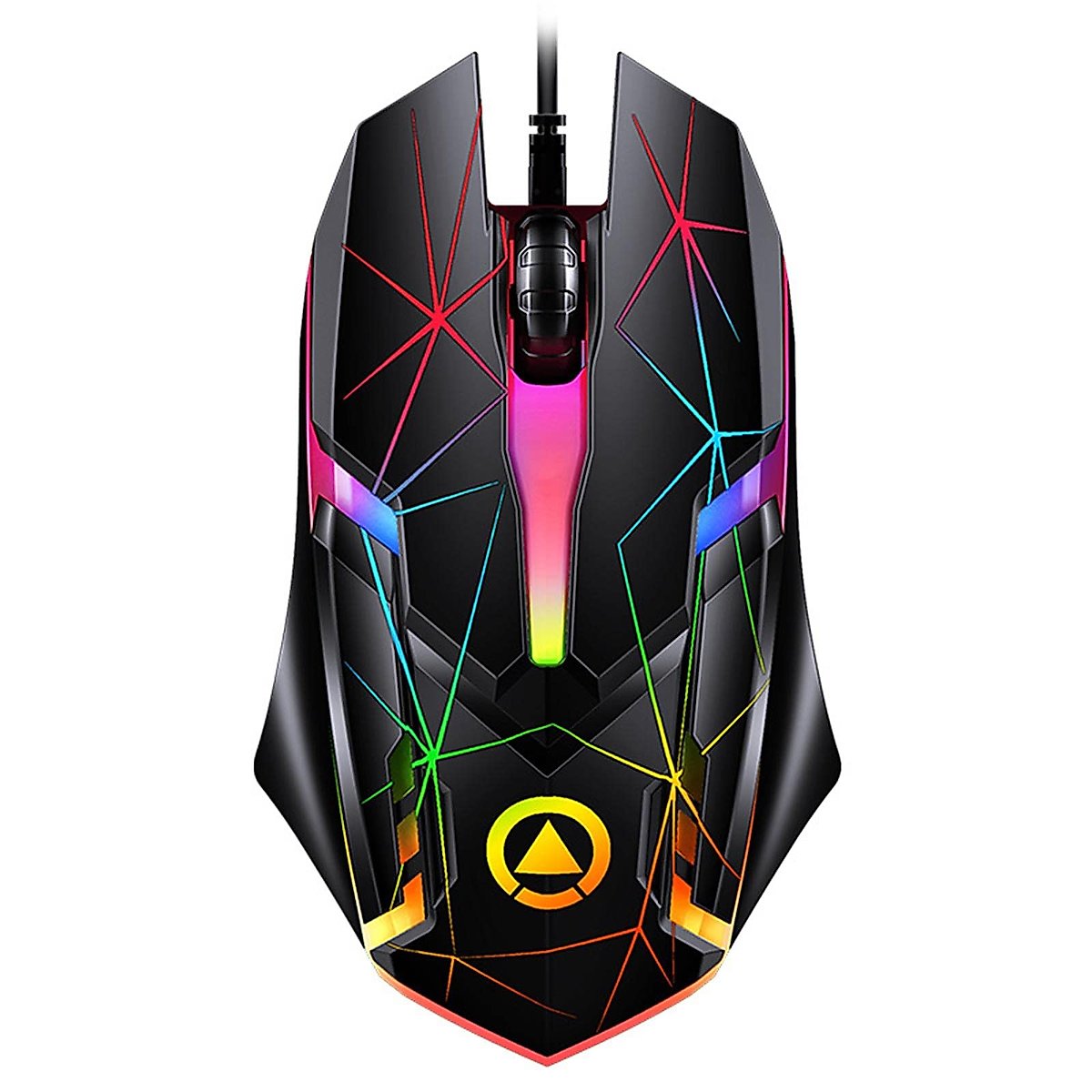 Atrasee RGB Gaming Mouse Wired PC Computer Mice for Laptop, 1200 DPI, 7 Colors LED Backlit, 3 Buttons, USB Ergonomic Optical Mouse for Game Office Windows Mac Linux, Crack