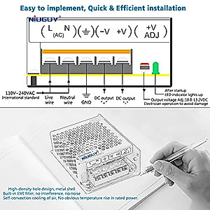 NiuGuy Switching Converter,110V/240V AC to DC 12V 5amp 60W Power Supply, Universal Regulated Transformer Adapter Driver for LED Strip Lights, CCTV, Radio, Security System, Computer Project