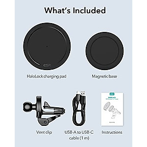 ESR Shift Wireless Car Charger (HaloLock), Compatible with MagSafe Car Charger, 2 Charging Modes, Detachable Fast Charging Pad, Car Phone Holder Mount for iPhone 14/13/12 Series, Car Accessories