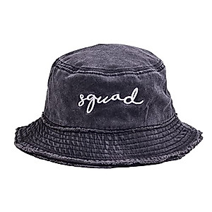 6 Pack Bachelorette Bucket Hat for Bride Squad Distressed Embroidered Sun Hat Bridal Party Gift 1 Bride + 5 Squad