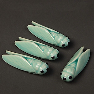 EORTA 4 Pcs Chopstick Rests Cute Ceramic Cicada Shaped Knife Rests Chopsticks Holder for Home Decor, Dinner, Restaurant, Gift, Crafts, 7.5 cm