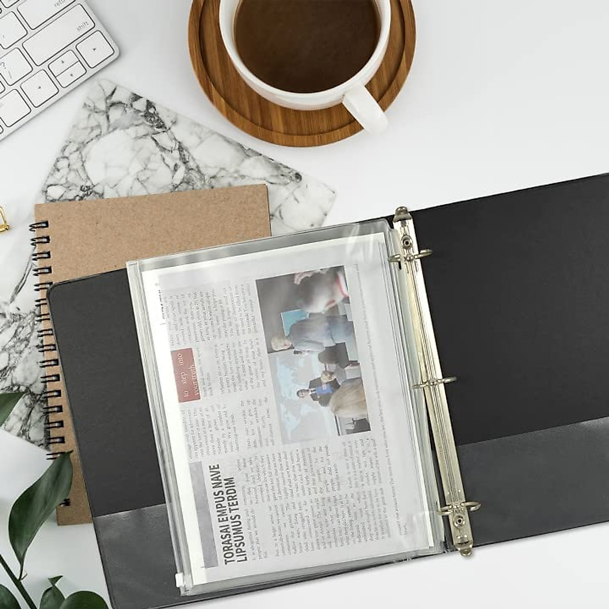 YoeeJob 3 Holes Clear PVC Zipper Binder Pocket Insert Pages Letter Size, 8 1/2" x 11 Loose Leaf Binder Filing Storage Bags 8 Packs