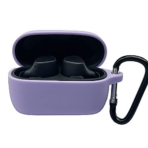 Silicone Carrying Case Compatible with Jabra Elite 3,Seadream 2Pack Portable Silicone Scratch Shock-Absorbing Protective Cover Skin with Carabiner (Pink+Purple)