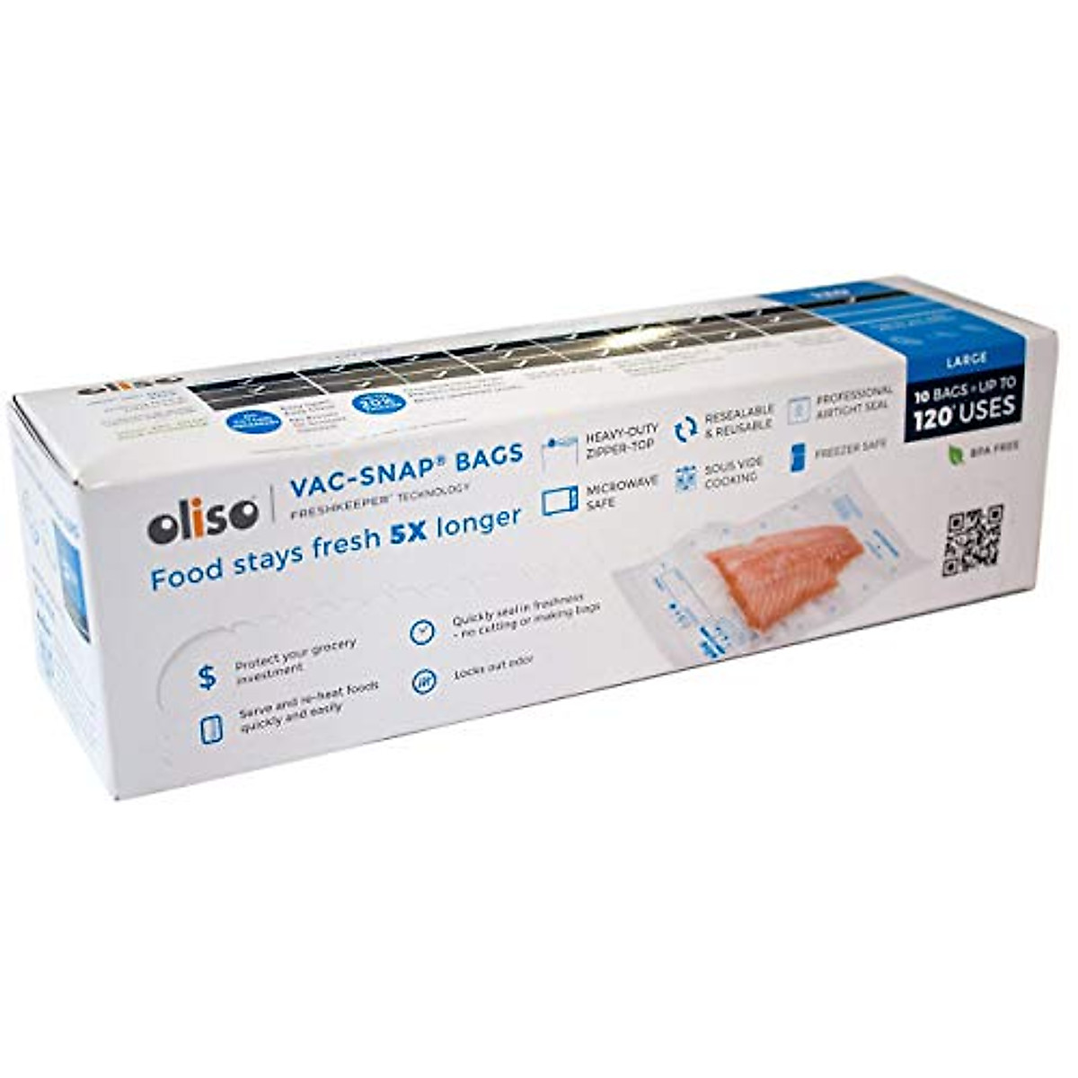 Oliso Pro VAC-SNAP Bags for Oliso Vacuum Sealers (28 Medium 1 Quart Bags, 20 Large 1 Gallon Bags)