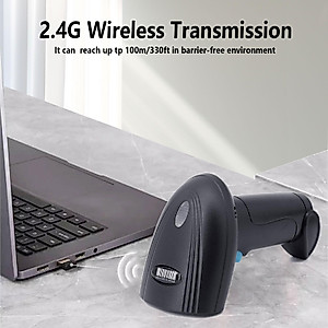 Xyllayeo Barcode Scanner Wireless 1D 2D QR Code Scanner, Automatic Scanning Handheld Image Bar Code Reader for Personal Library, Inventory Scanner for Warehouse Supermarket Retail Store
