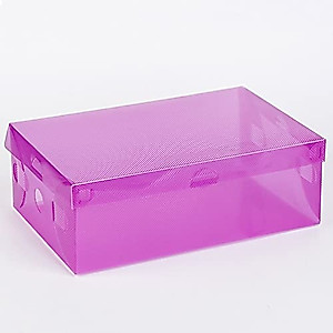 OUNONA 7Pcs Stackable Shoe Storage Box Clear Plastic Shoe Organizer Foldable Sneaker Box Container with Lids Cabinet Organizer for Under bed Closet Garage Entryway 27.5 * 18 * 9.5cm