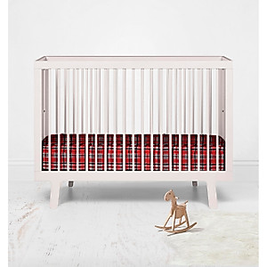 Bacati - Boys Red Plaids/Stripes Crib Sheet