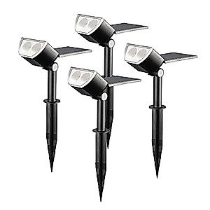 Linkind Solar Spot Lights Outdoor, 6500K Daylight Solar Outdoor Lights, IP67 Waterproof Adjustable Solar Panel Solar Spotlights, Solar Landscape Garden Light for Yard Patio Trees, 4 Pack