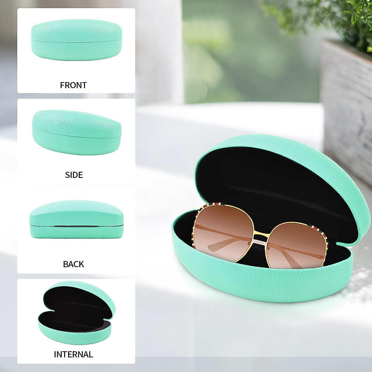 CHZZMS 4 PACK Extra Large Hard Shell Eyeglasses Case, Protective Case For Eyeglasses and Sunglasses (4 PACK-B)