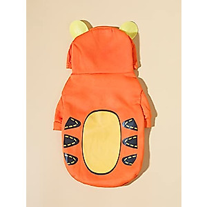 QWINEE Dog Hoodie,Dog Coat,Cat Clothes,Dog Sweatshirt,Puppy Clothes,Duck and Tiger Design,Cute Pet Outfit for Small Medium Dog Doggie Kitten Boy and Girl Orange Large